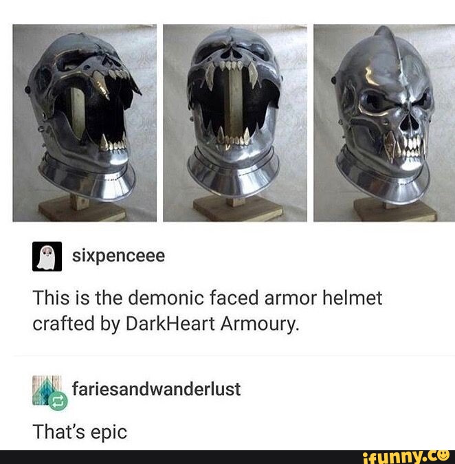 This is the demonic faced armor helmet crafted by DarkHeart Armoury ...