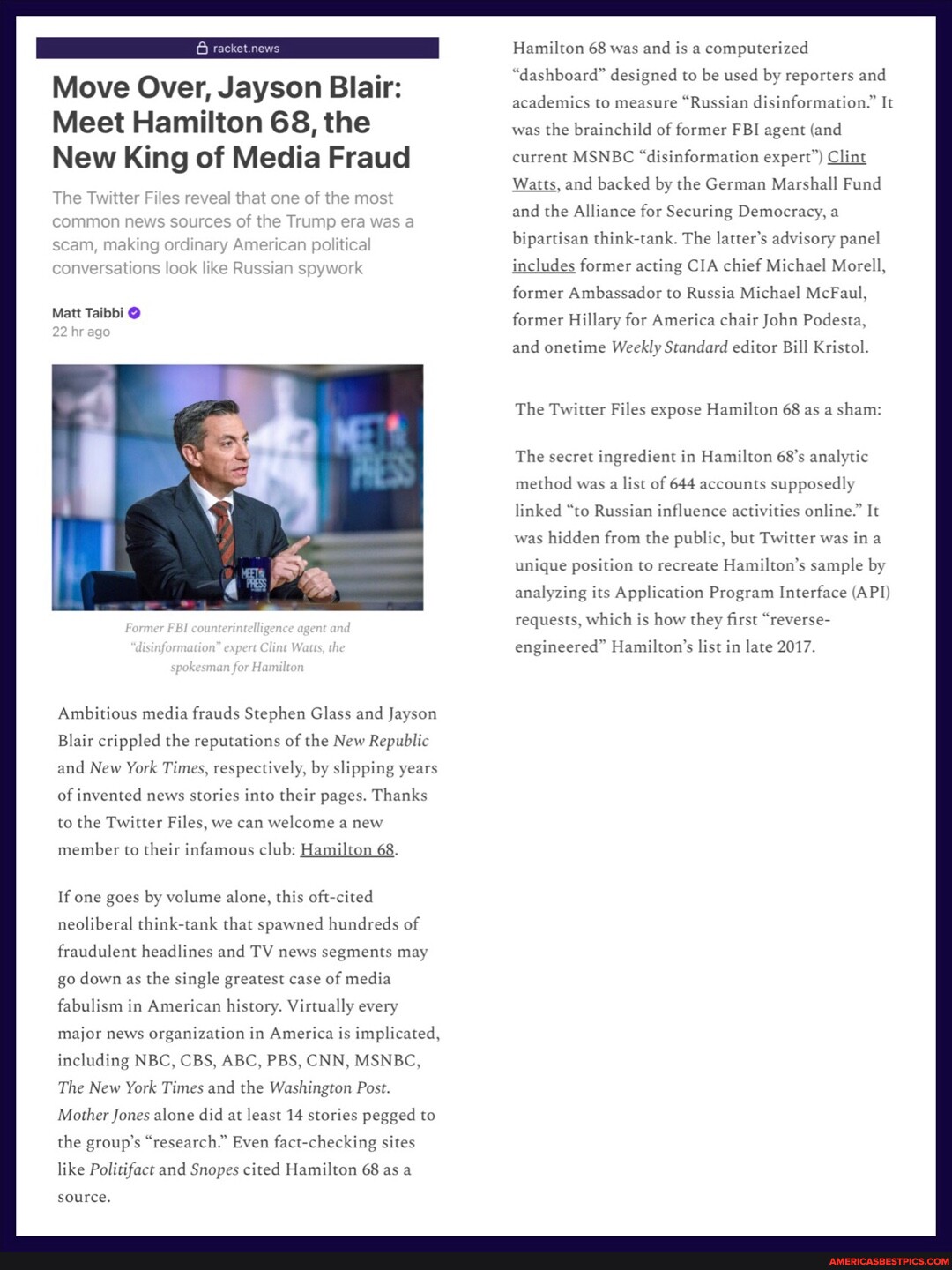 Move Over, Jayson Blair: Meet Hamilton 68, the New King of Media Fraud ...