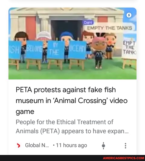 PETA protests against fake fish museum in 'Animal Crossing' video game ...
