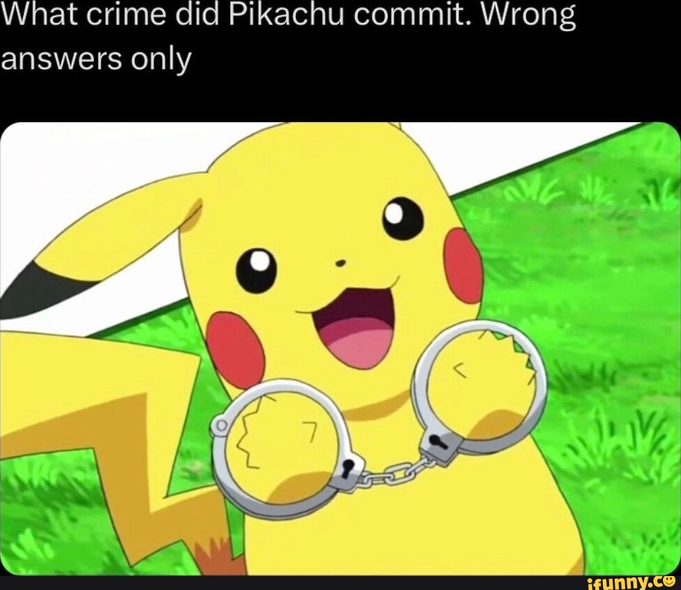 What crime did Pikachu commit. Wrong answers only - iFunny
