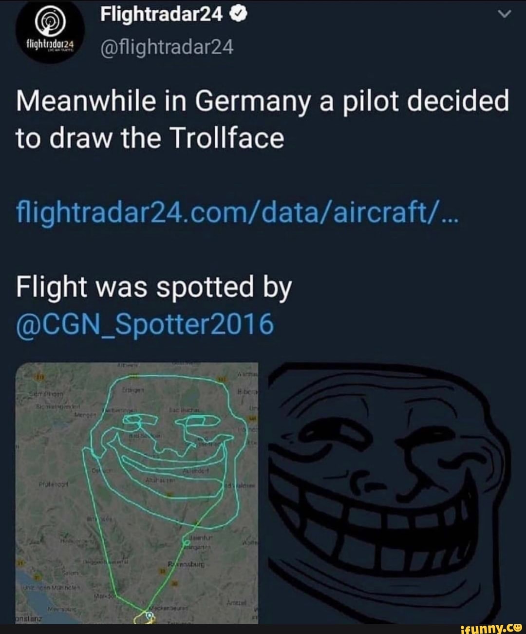 Meanwhile in Germany pilot decided to draw the Trollface Flight was ...