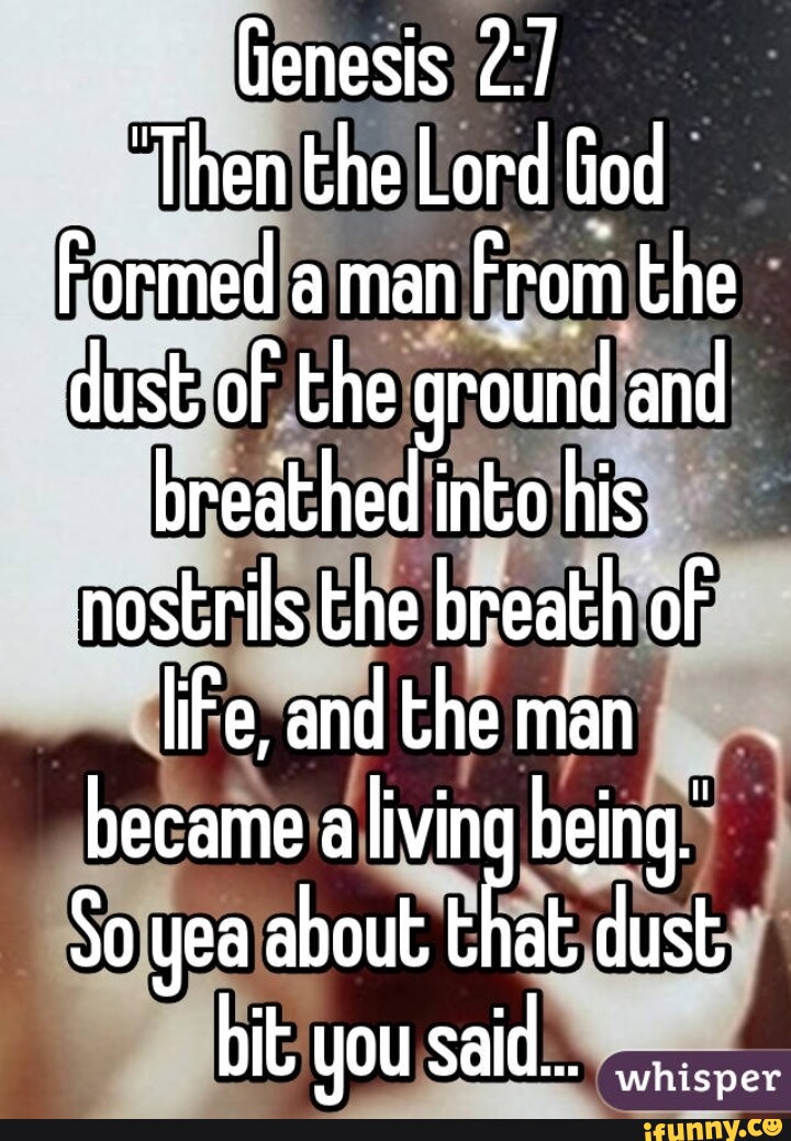 'Then the Lord God Formed aman From the dust of the ground and breathed ...
