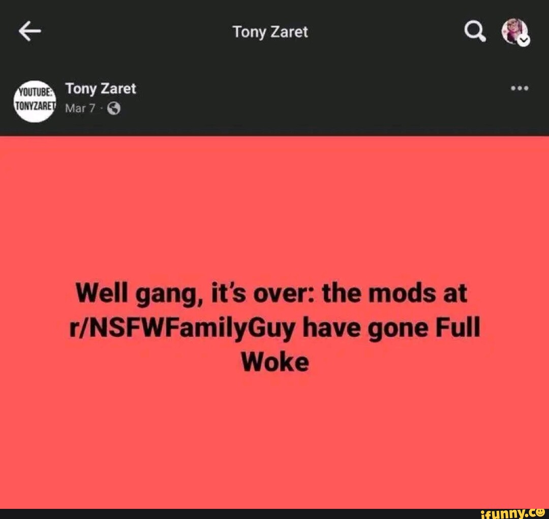 Tony Zaret Tony Zaret Mar? Well gang, it's over: the mods at have gone ...