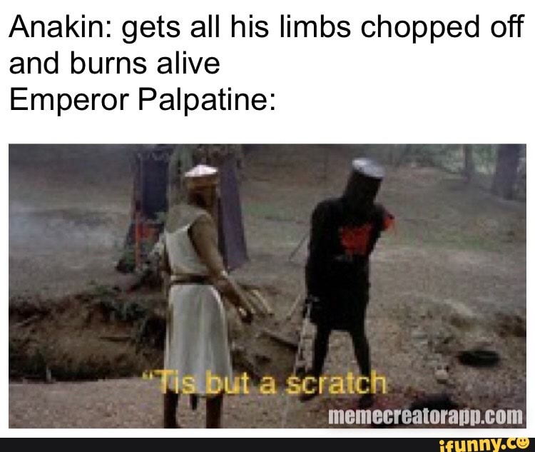 Anakin: gets all his limbs chopped off and burns alive Emperor ...