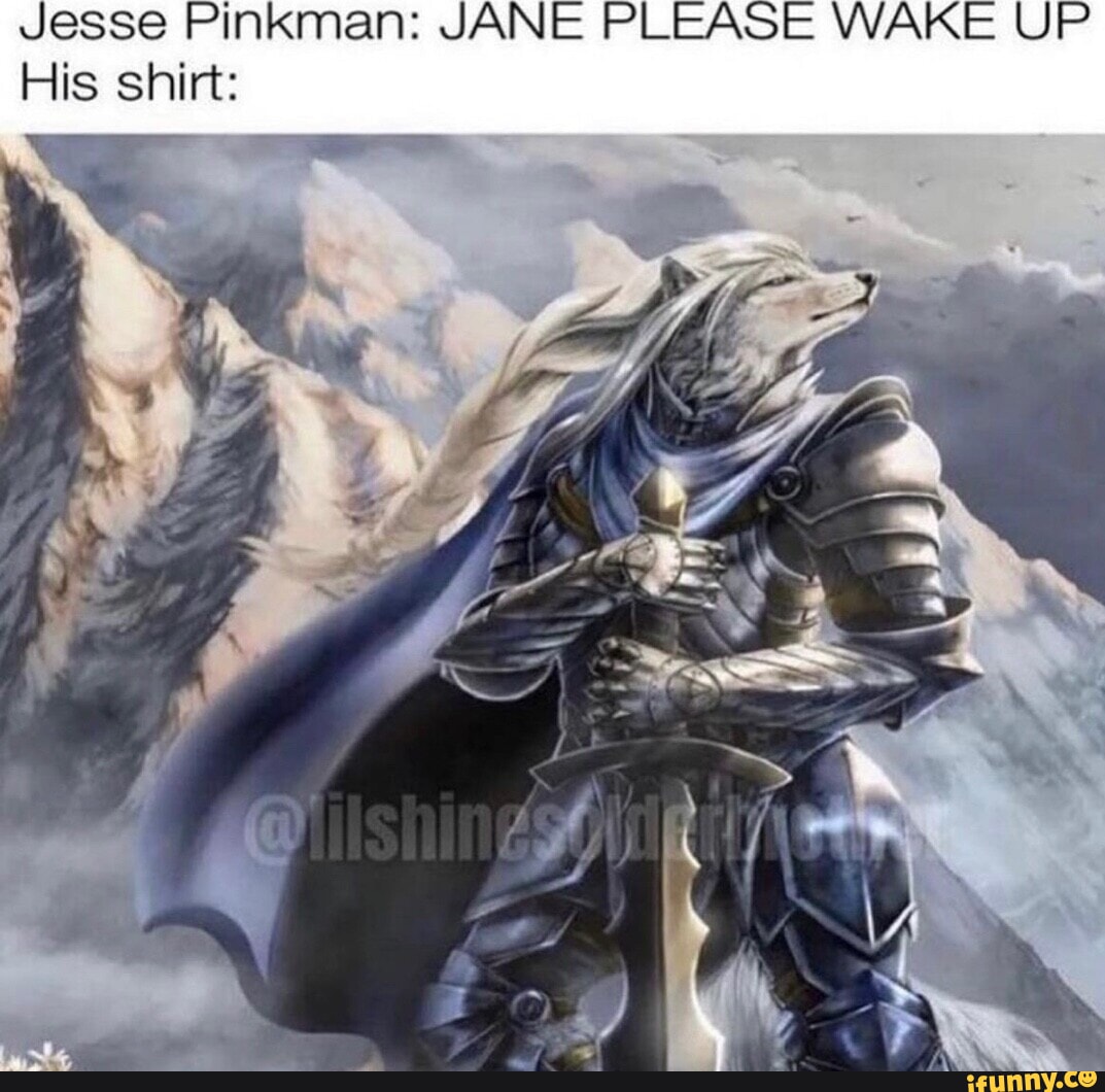 Jesse Pinkman: JANE PLEASE WAKE UP His shirt: I - iFunny