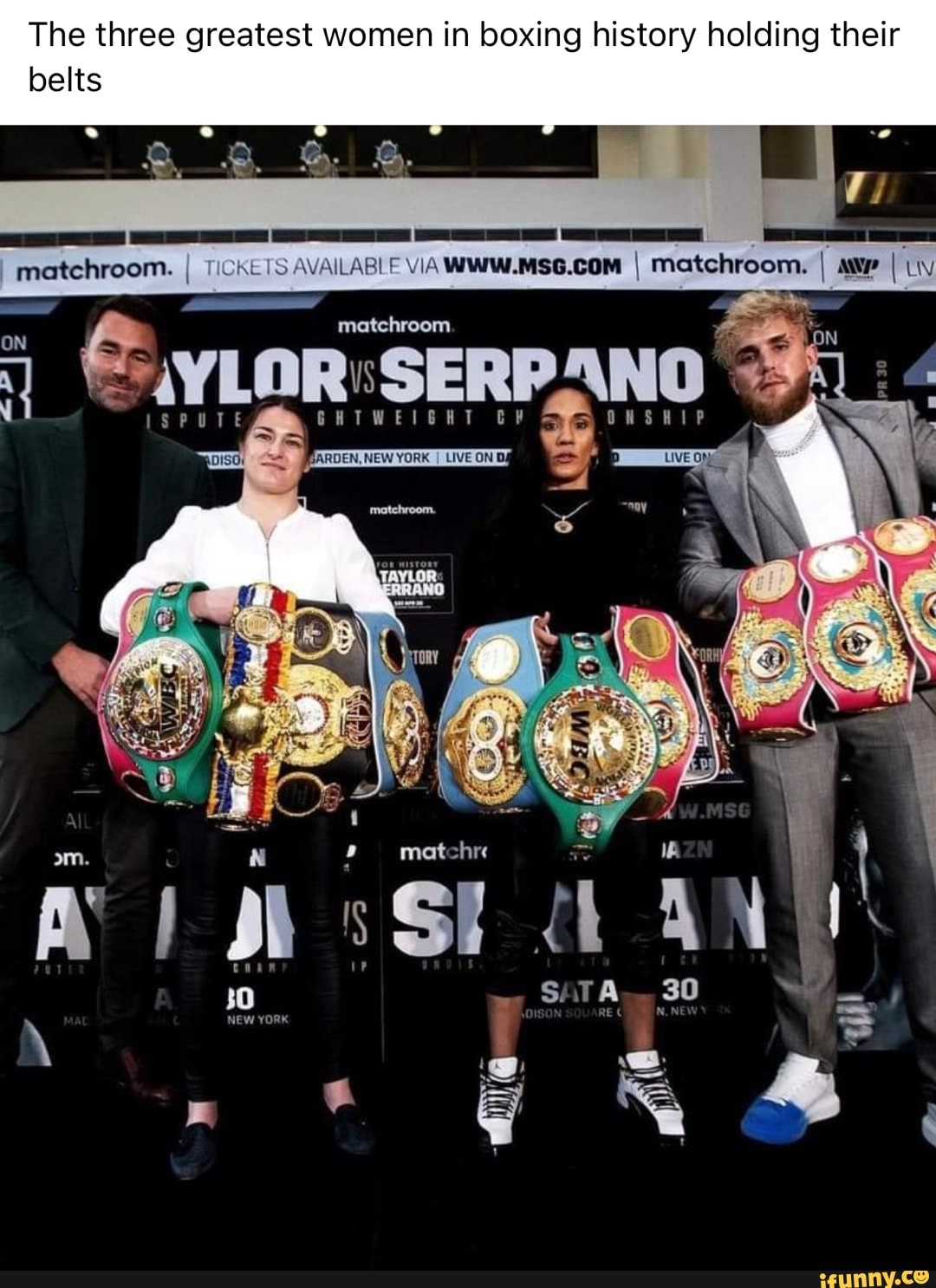 The three greatest women in boxing history holding their belts ...