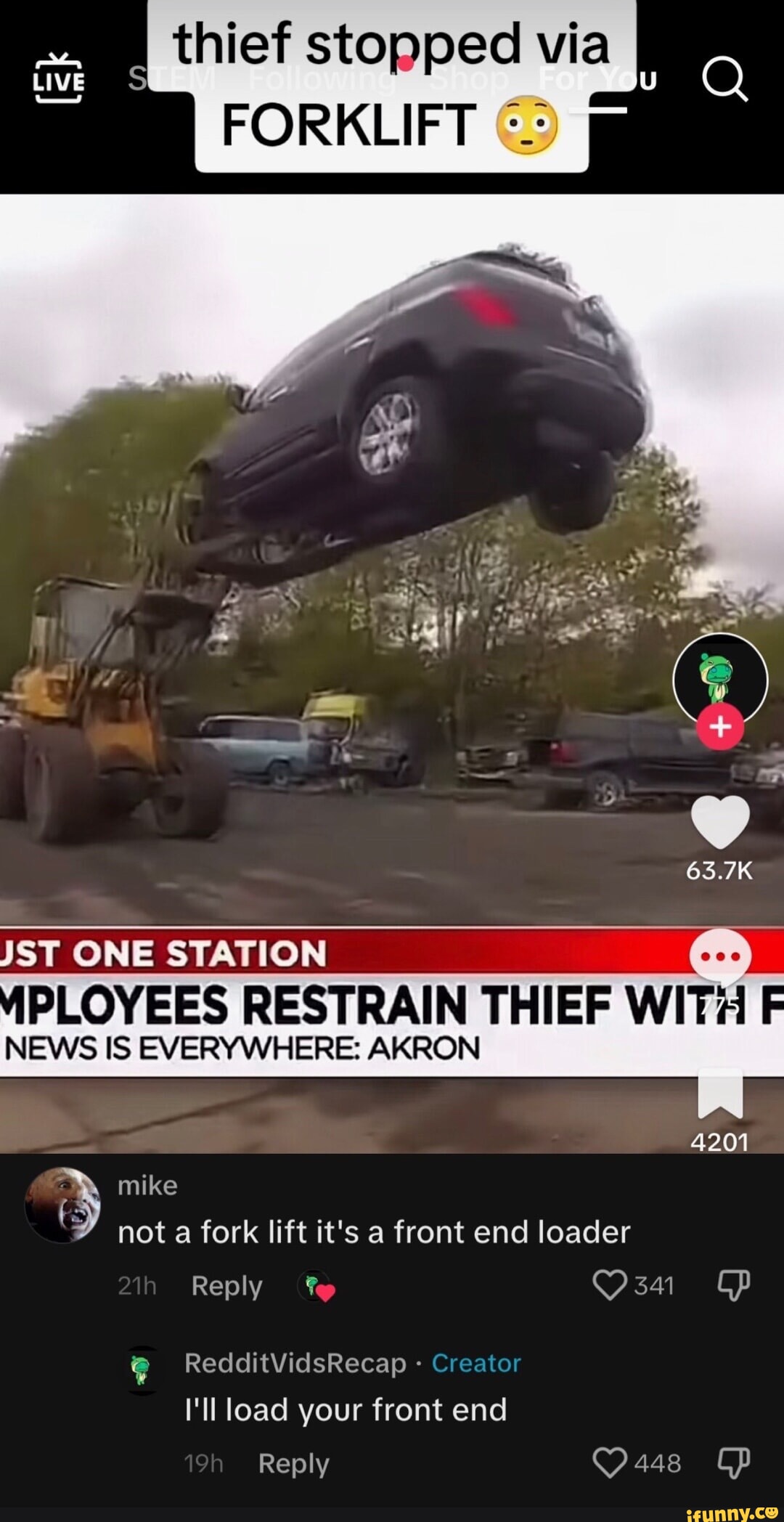 LIVE For You FORKLIFT PLOYEES JST ONE RESTRAIN STATION THIEF WITH NEWS ...