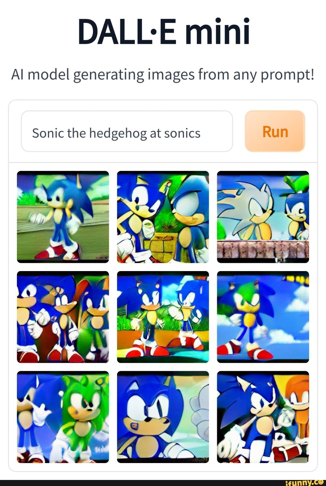 Mini Al model generating images from any prompt! Sonic the hedgehog at ...