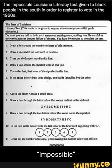 The impossible Louisiana Literacy test given to black people in the ...