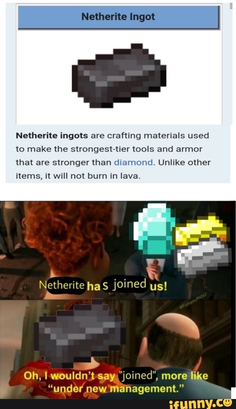 Netherite Ingot I Netherite ingots are crafting materials used to make ...