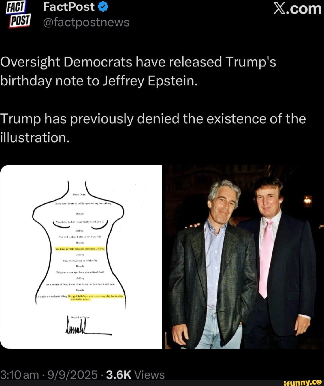 X.com Oversight Democrats have released Trump's birthday note to Jeffrey Epstein Trump has ...