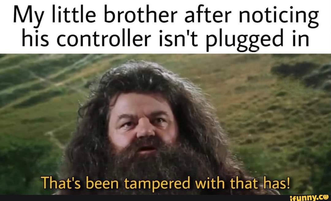 My little brother after noticing his controller isn't plugged in That's ...