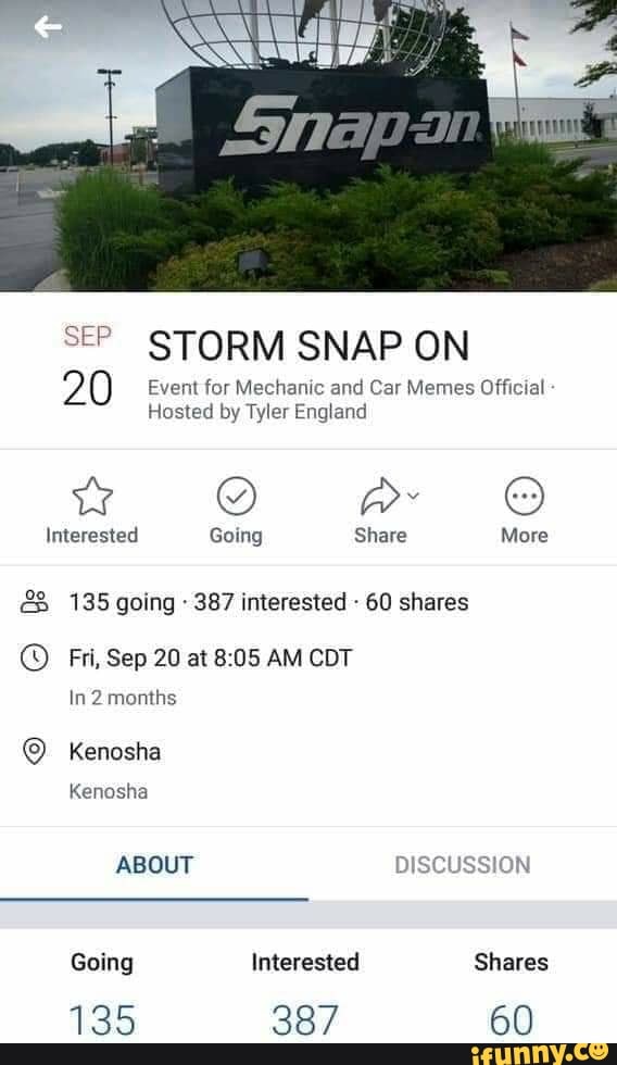 ºª STORM SNAP ON 20 Event for Mechanic and Car Memes omcm Hosted by ...