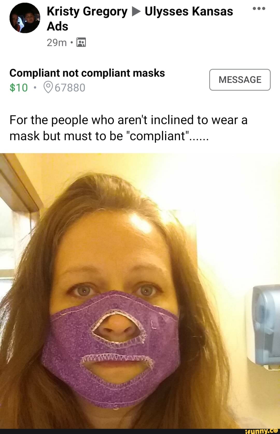 A Kristy Gregory Ulysses Kansas °°° Ads Compliant not compliant masks ...