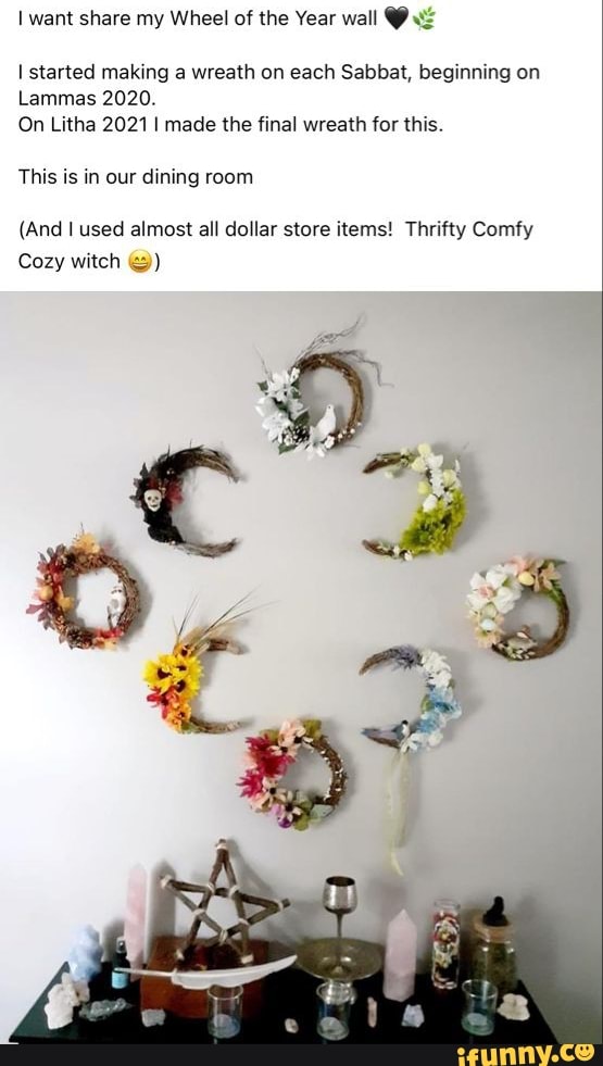 Want share my Wheel of the Year wall @ started making a wreath on each ...