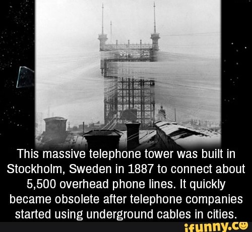 This massive telephone tower was built' In Stockholm, Sweden In 1887 to ...