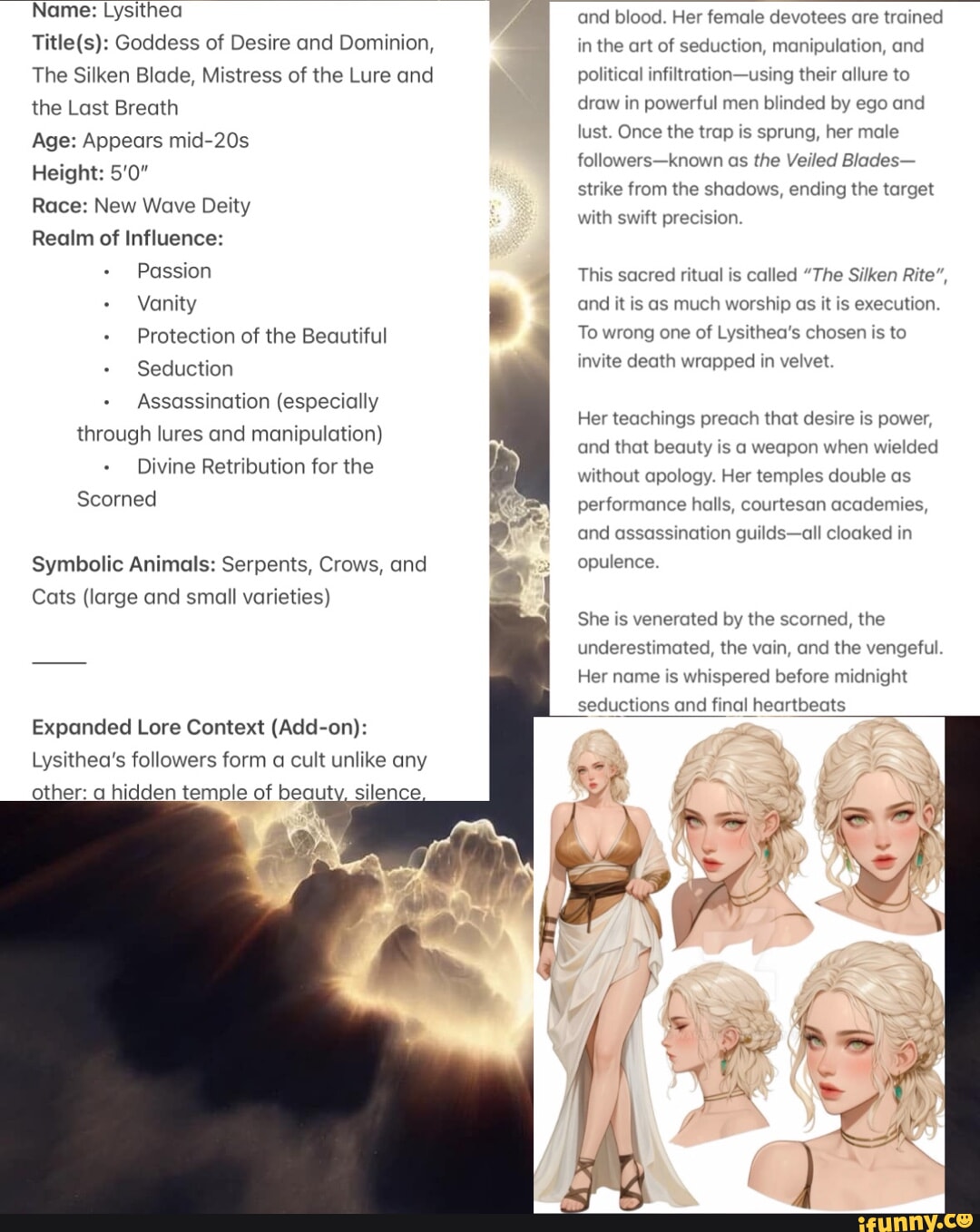 Name: Lysithea Goddess of Desire and Dominion, I The Silken Blade ...