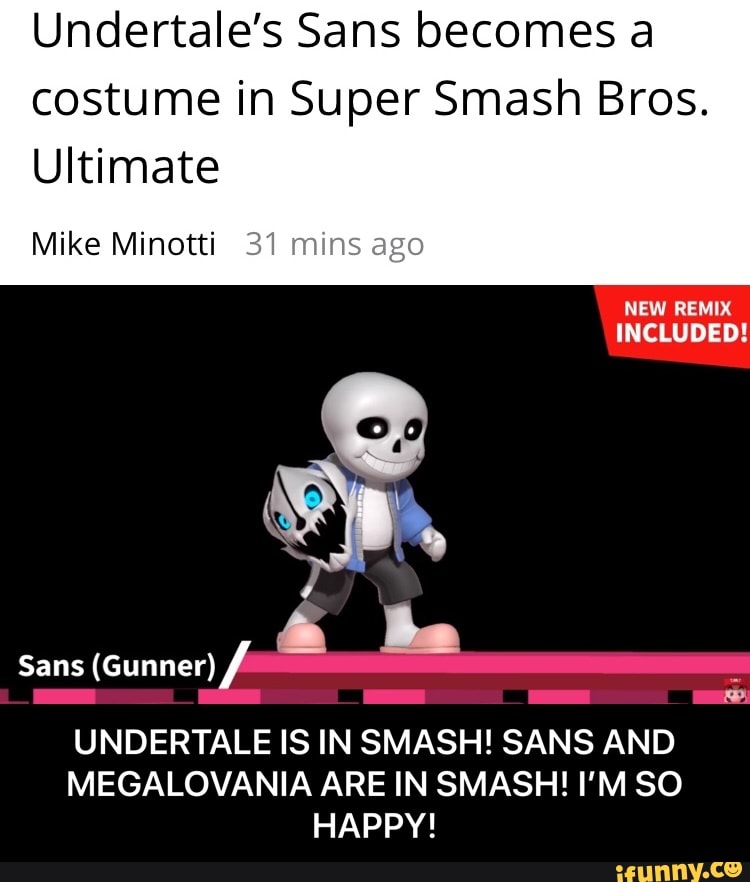 Undertale’s Sans becomes a costume in Super Smash Bros. Ultimate ...