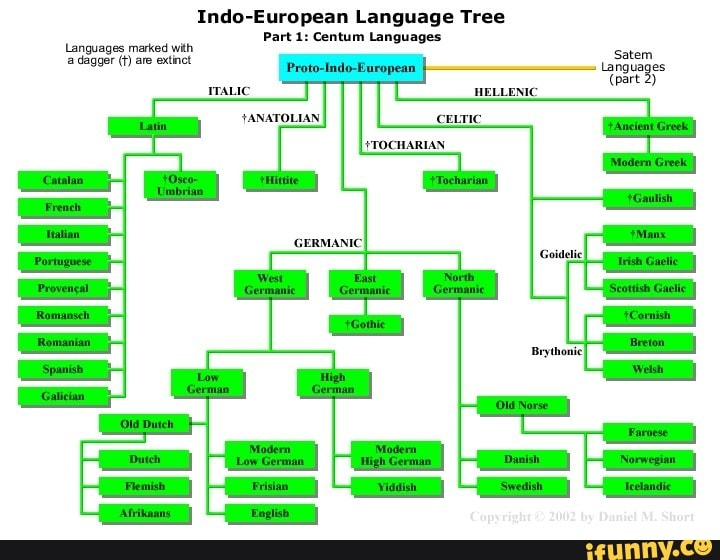 Indo-European Language Tree Part 1: Centum Languages Languages marked ...