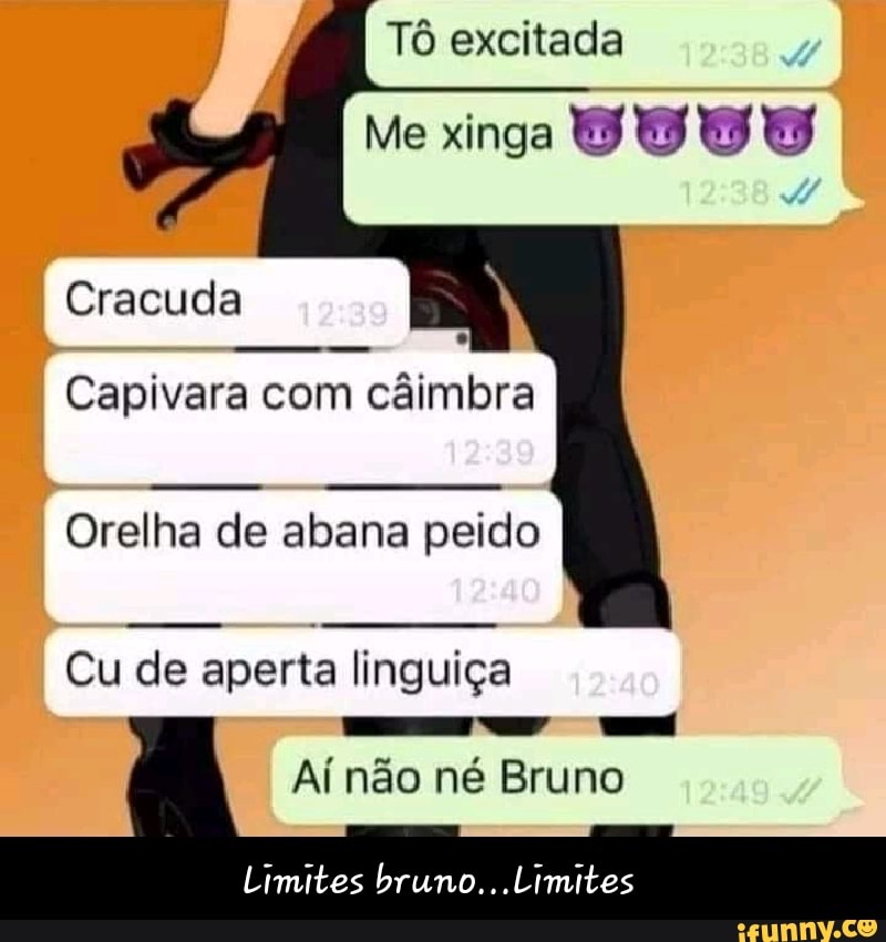 Tô excitada Me xinga Cracuda Capivara com câimbra Orelha de abana peido ...