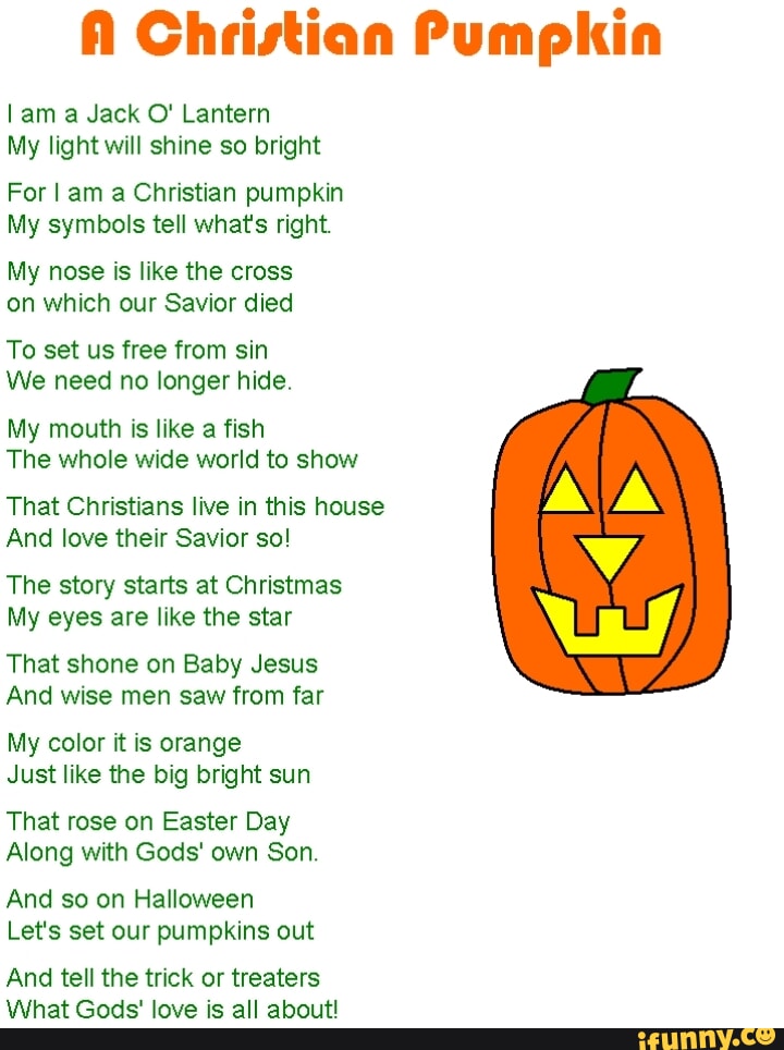 Christian Pumpkin {am a Jack O' Lantern My light will shine so bright ...