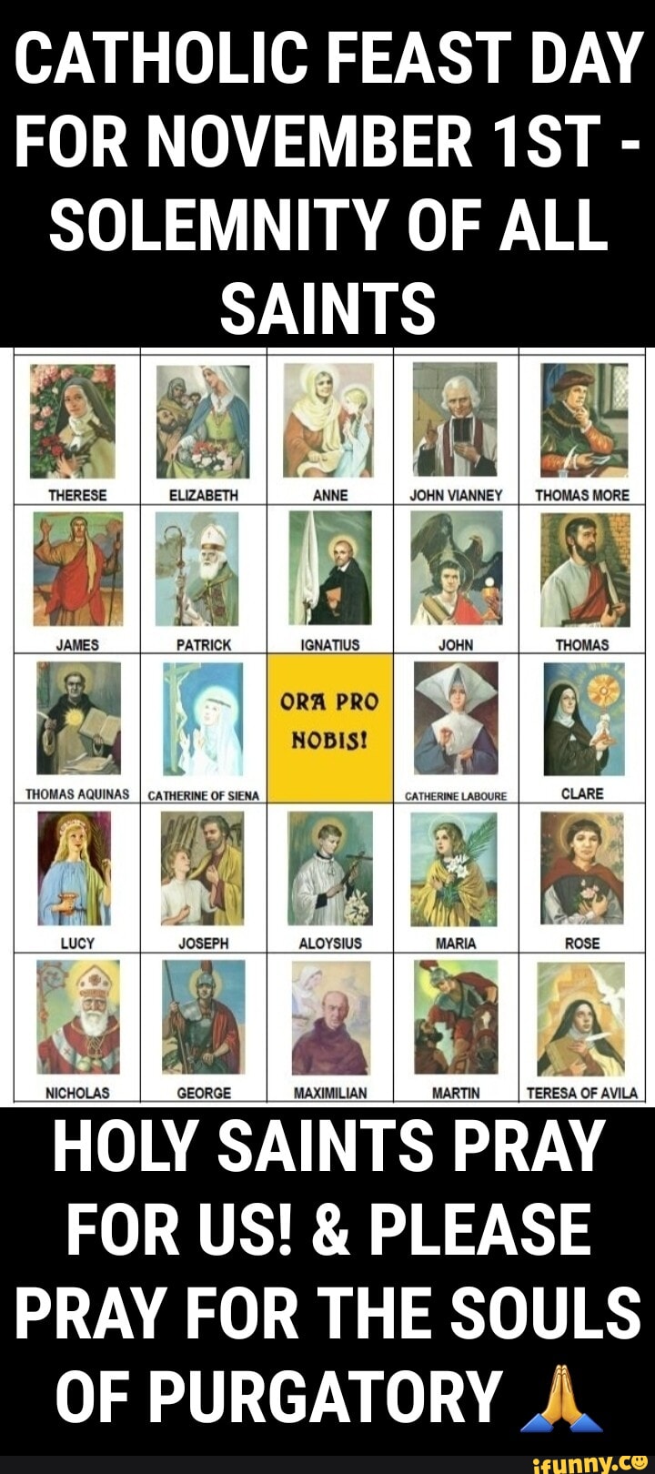 CATHOLIC FEAST DAY FOR NOVEMBER - SOLEMNITY OF ALL SAINTS HOLY SAINTS ...