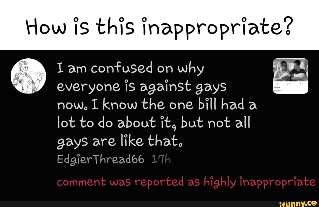 How is this inappropriate? am confused on why everyone against gays now ...