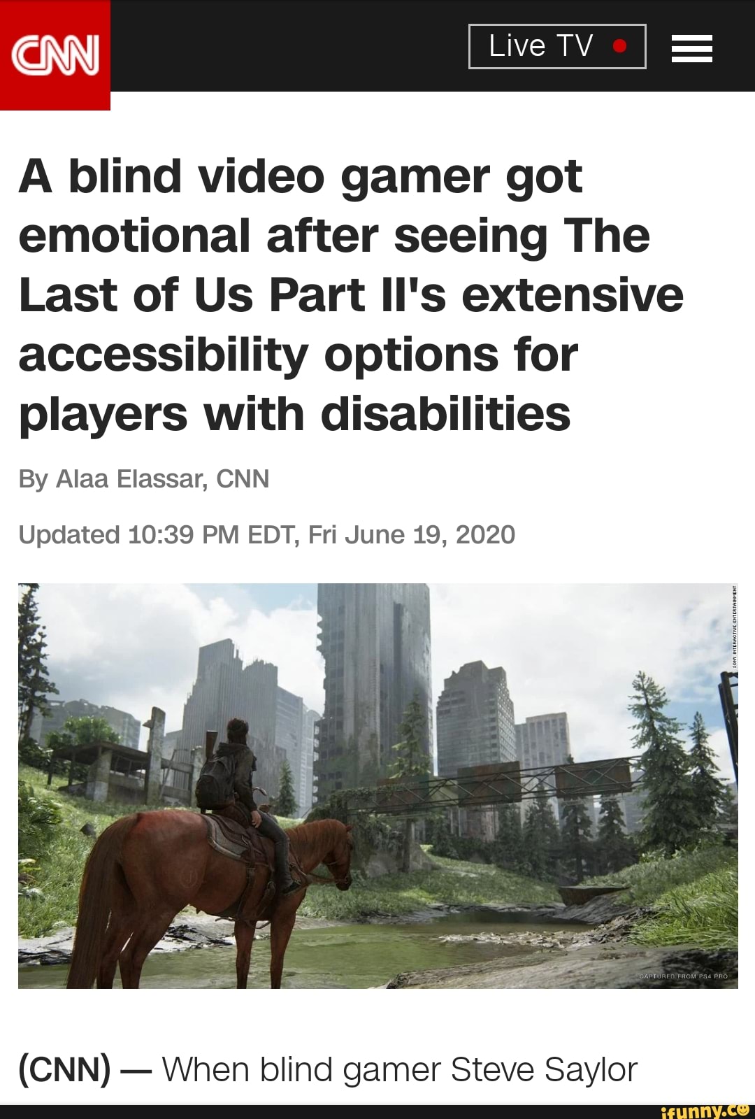 A blind video gamer got emotional after seeing The Last of Us Part II's ...