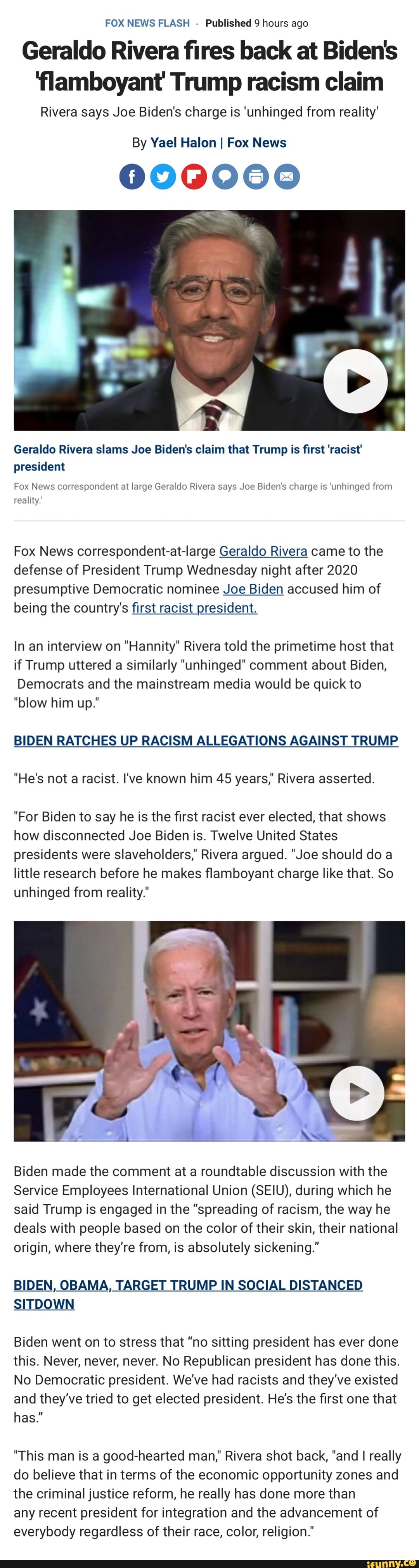 FOX NEWS FLASH Published 9 hours ago Geraldo Rivera fires back at Biden ...