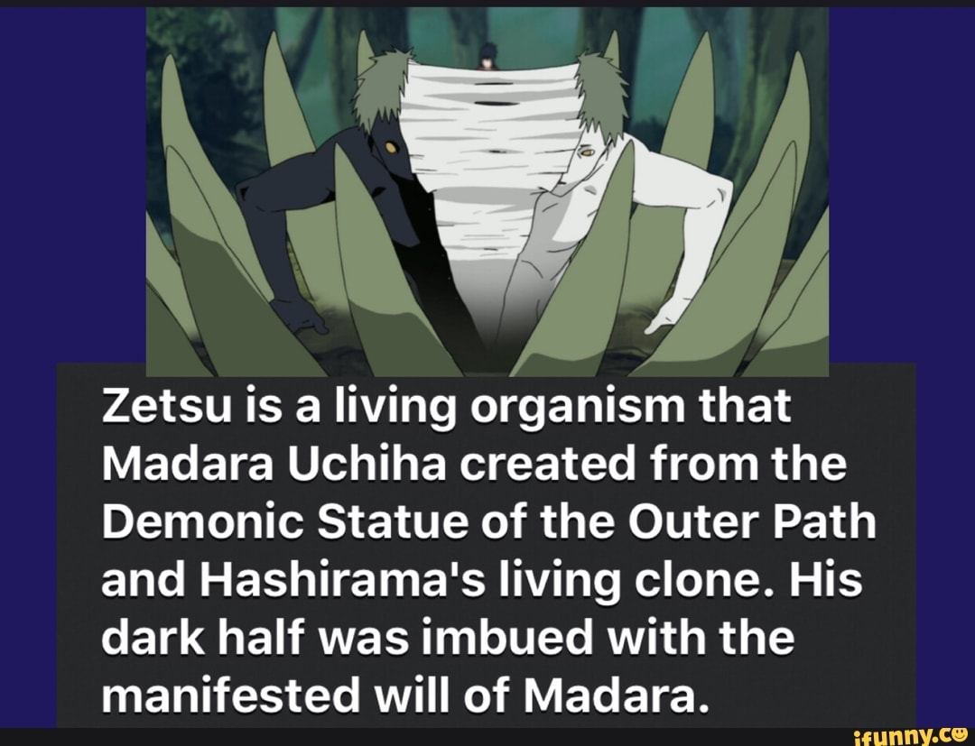 Zetsu is a living organism that Madara Uchiha created from the Demonic ...