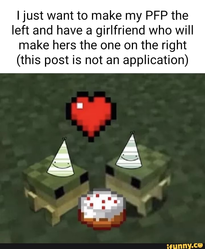 I just want to make my PFP the left and have a girlfriend who will make ...