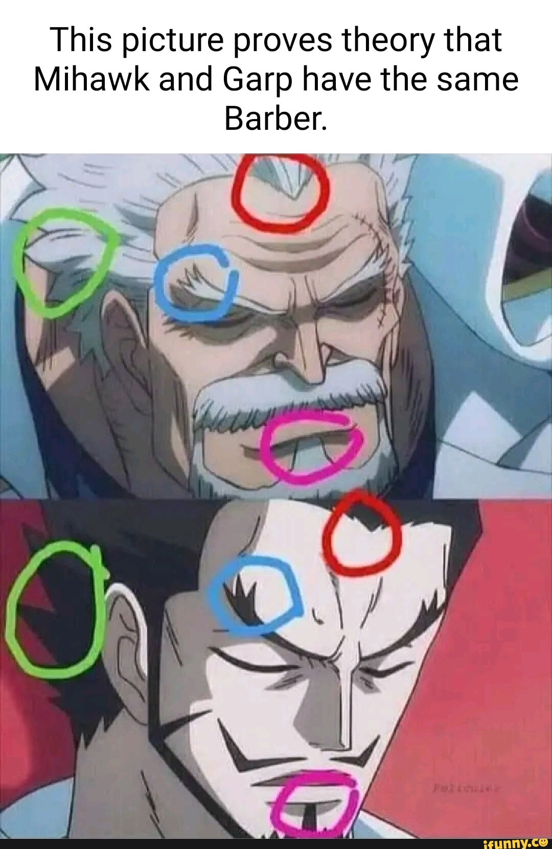This picture proves theory that Mihawk and Garp have the same Barber. I ...