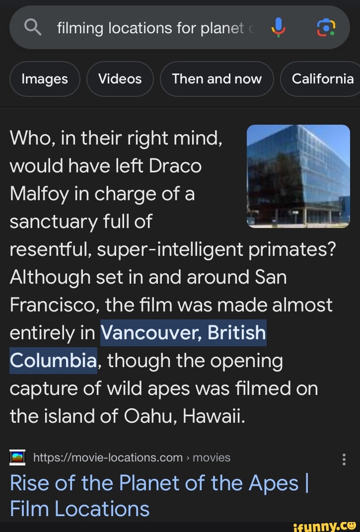Filming locations for planet Images Videos Then and now California Who, in their right mind, I ...