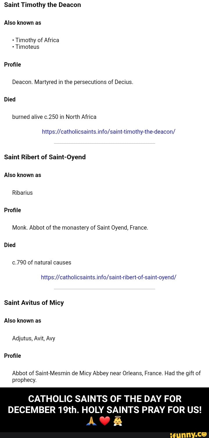 Saint Timothy the Deacon Also known as Timothy of Africa Timoteus ...