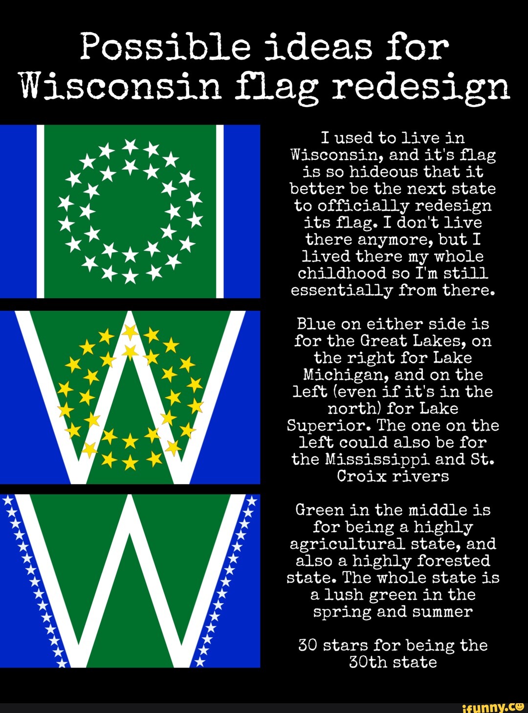 Possible ideas for Wisconsin flag redesign I used to live in Wisconsin ...