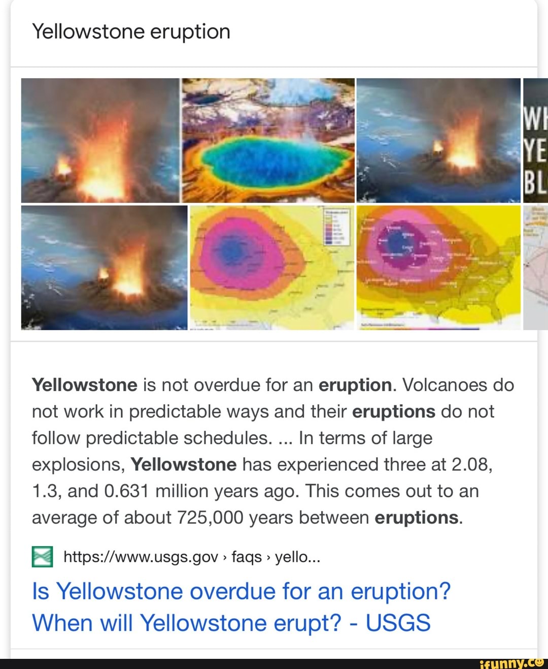 Yellowstone eruption Yellowstone is not overdue for an eruption ...