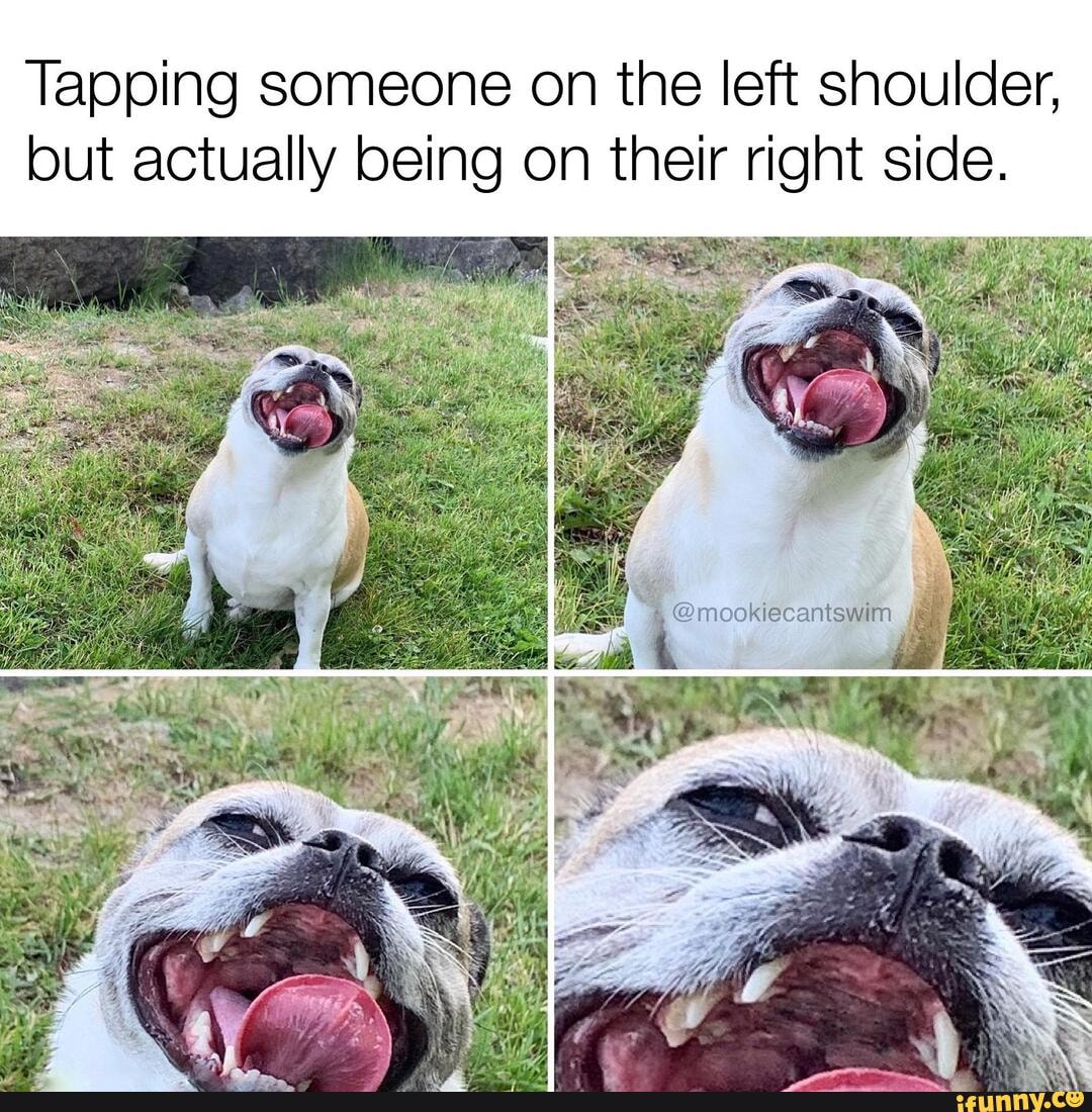Gotcha. - Tapping someone on the left shoulder, but actually being on ...