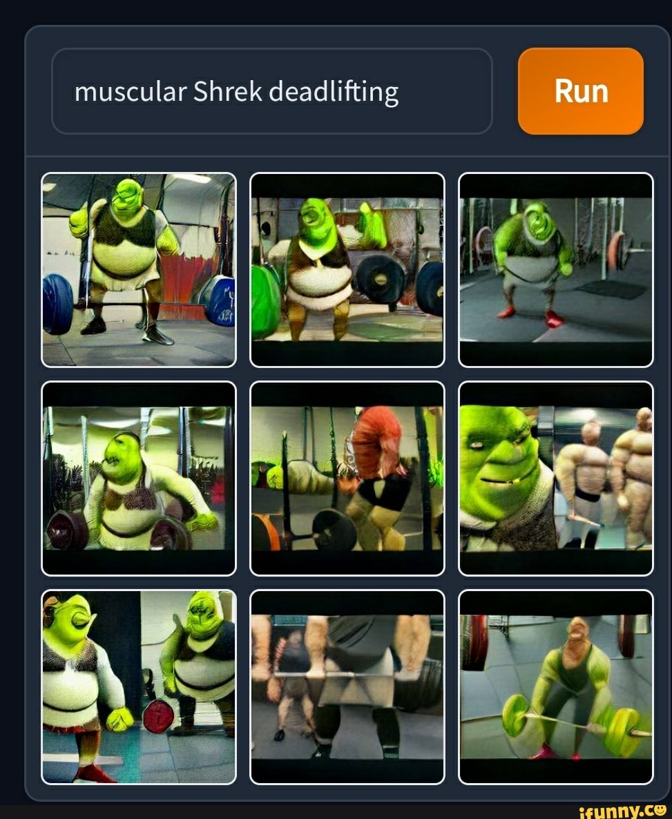 Run muscular Shrek deadlifting - iFunny