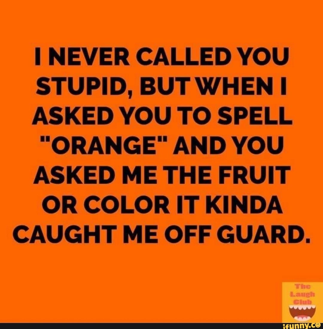 NEVER CALLED YOU STUPID, BUT WHEN ASKED YOU TO SPELL "ORANGE" AND YOU ...