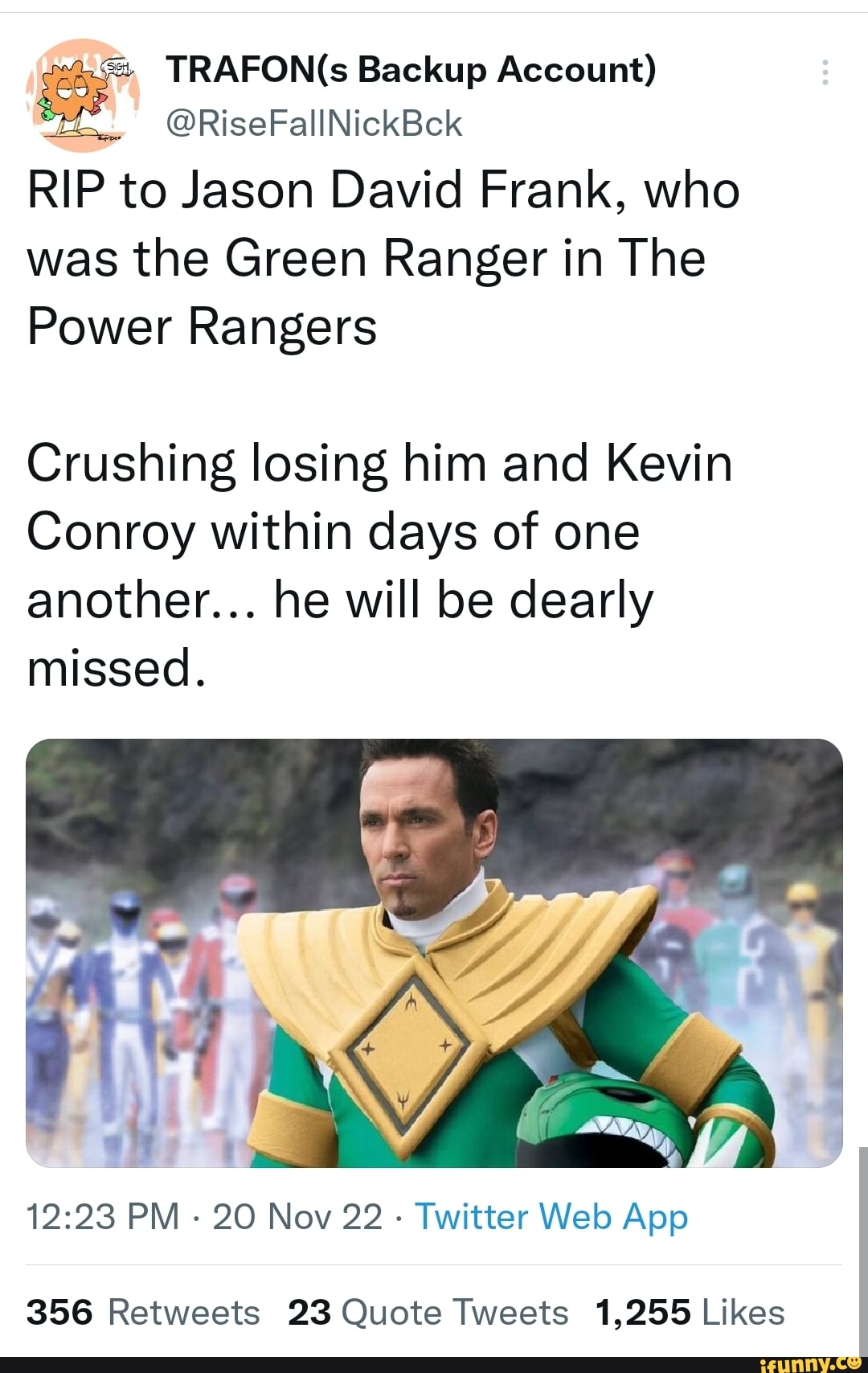 Backup Account) @RiseFallNickBck RIP to Jason David Frank, who was the ...