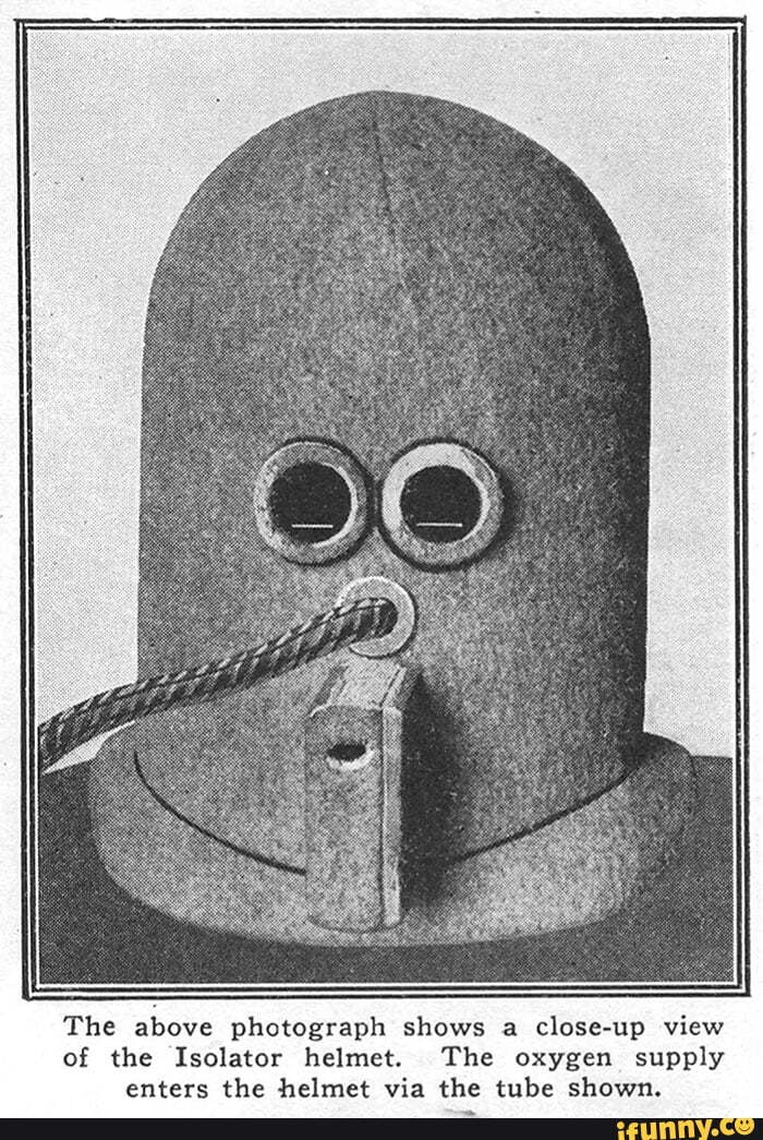 The above photograph shows a closeup view of the Isolator helmet. The ...