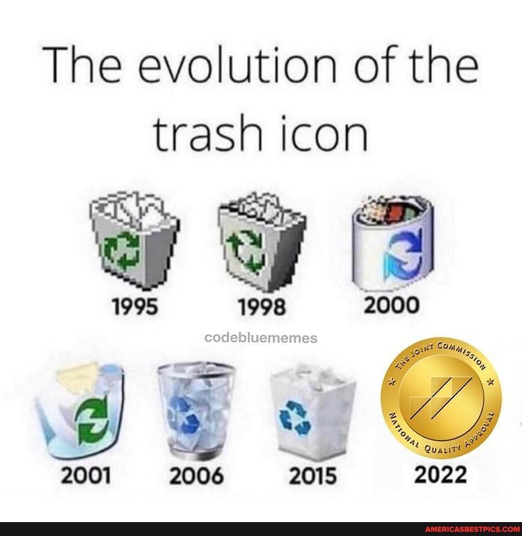 The evolution of the trash icon 2000 1998 codebluememes 2001 2006 2015 ...