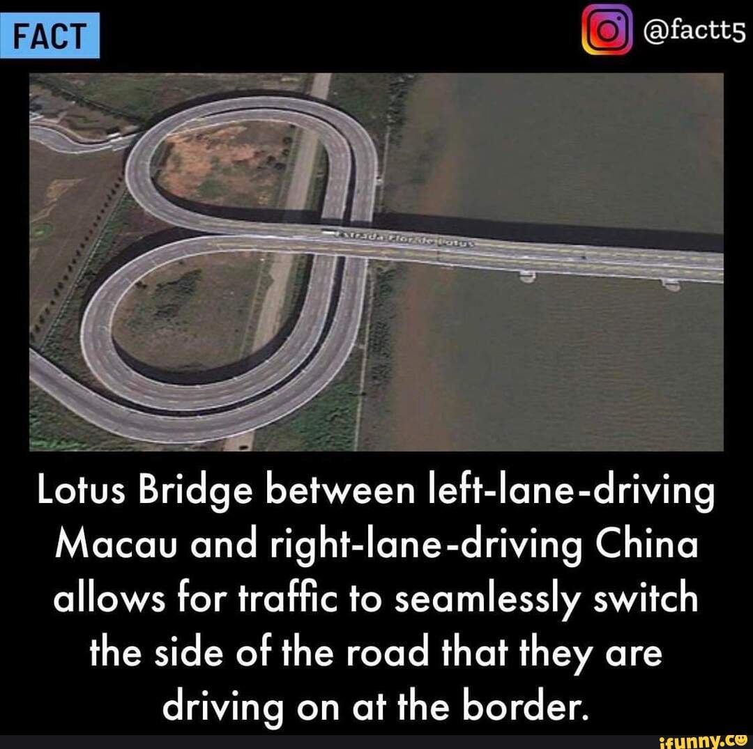 Lotus Bridge between left-lane-driving Macau and right-lane-driving ...