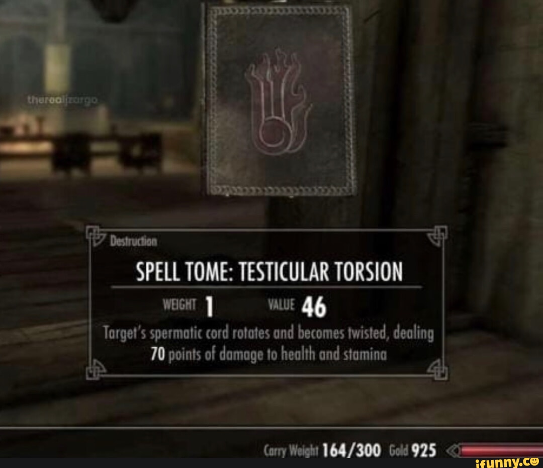 SPELL TOME: TESTICULAR TORSION Target's spermatic cord rotates and ...