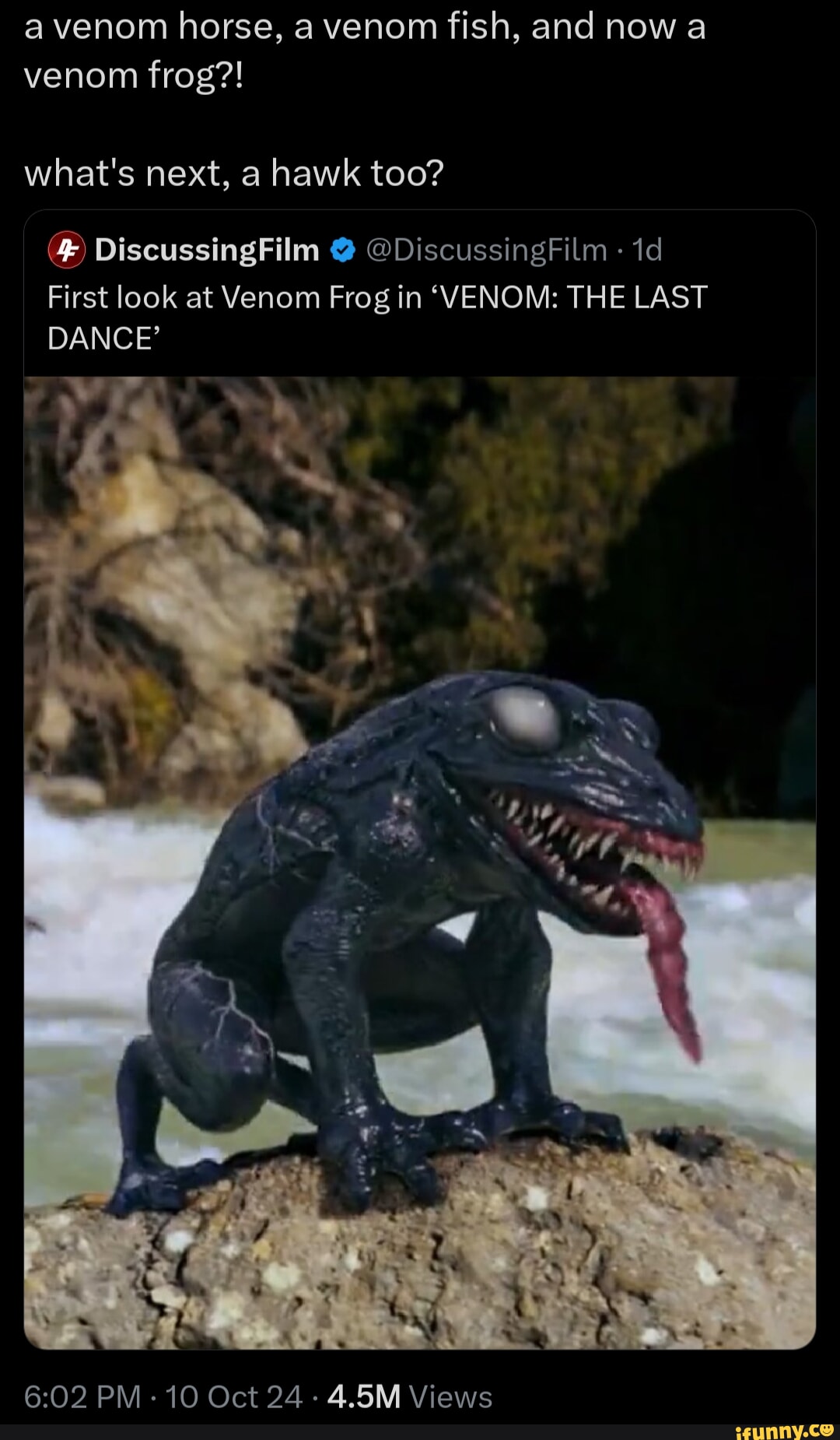 A venom horse, a venom fish, and now a venom frog?! what's next, a hawk ...