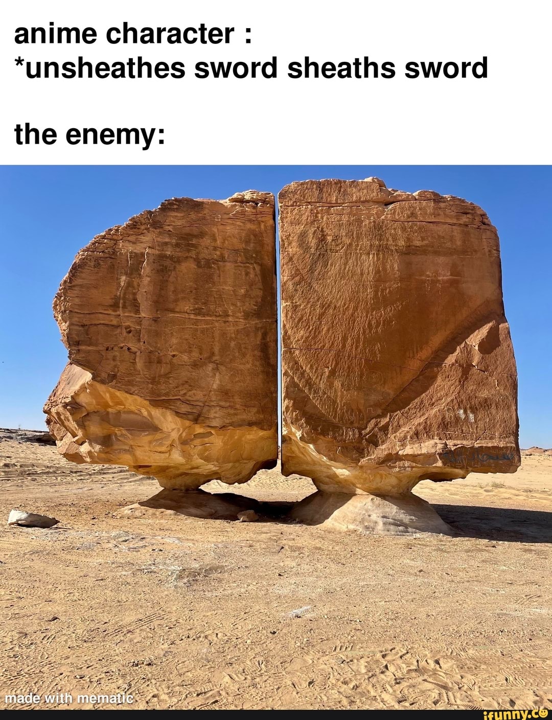 Anime character : *unsheathes sword sheaths sword the enemy: - iFunny