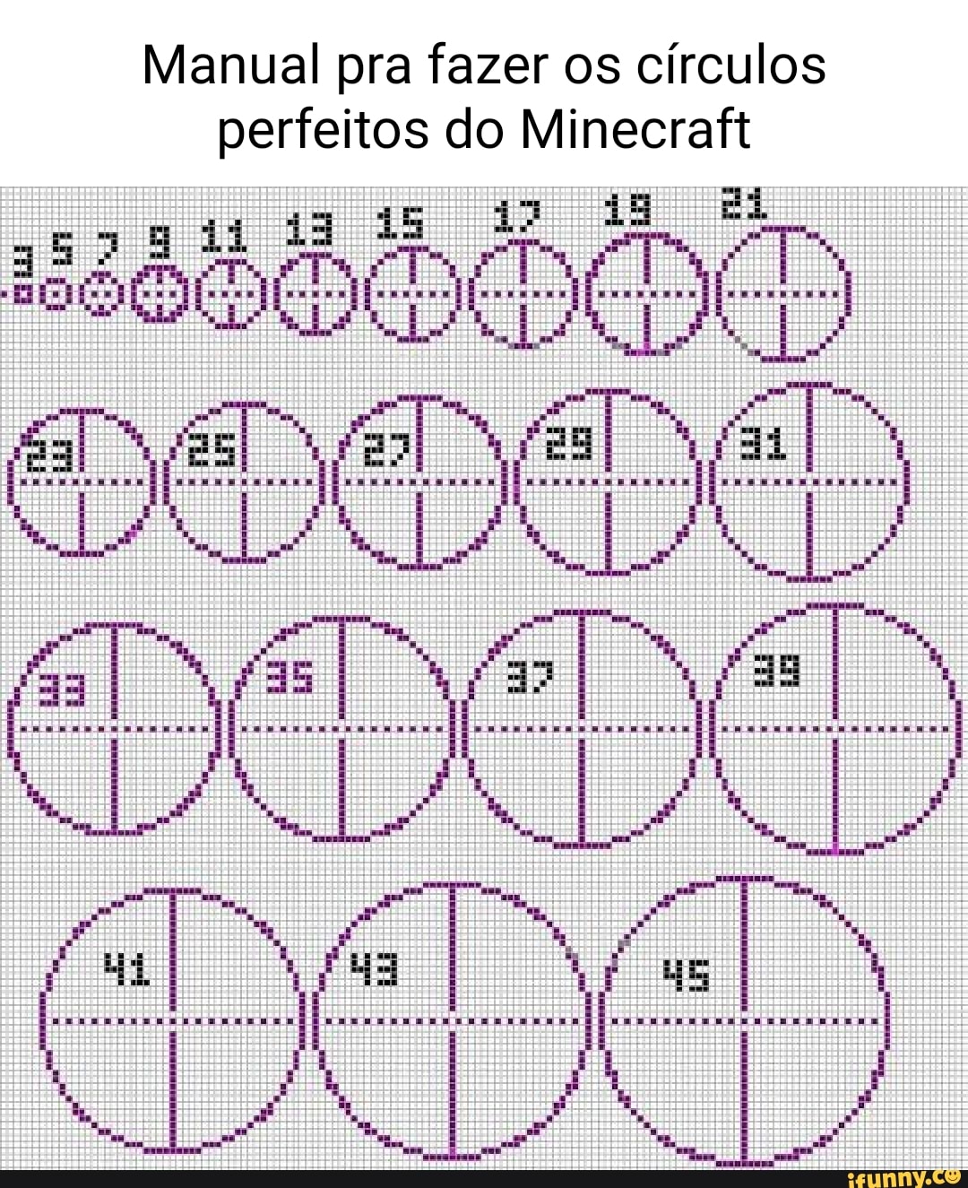 Manual pra fazer os círculos perfeitos do Minecraft 12 [Es oa) Nai es ...