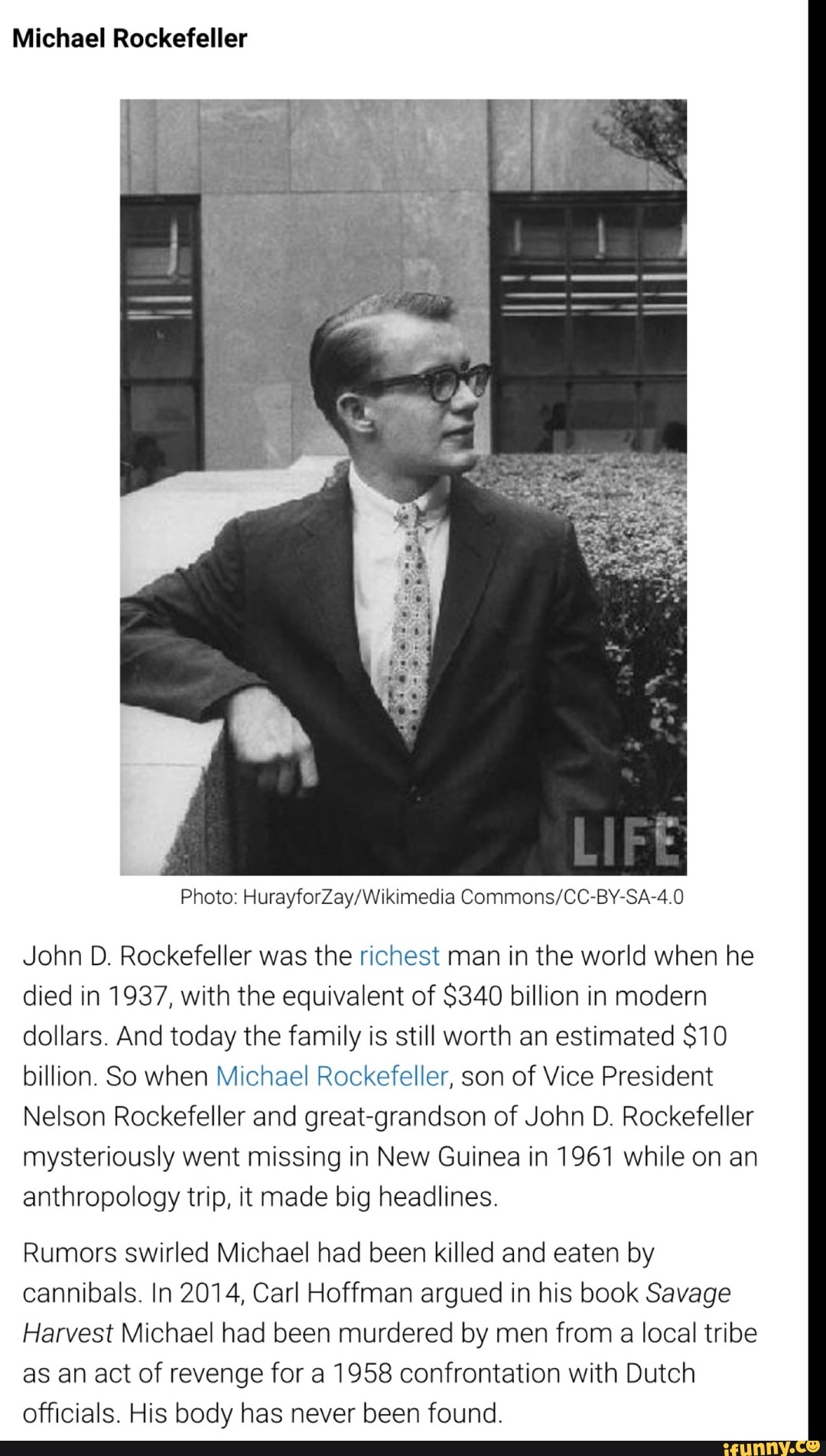 Michael Rockefeller Photo: HurayforZay/Wikimedia Commons/CC-BY-SA-4.0 ...