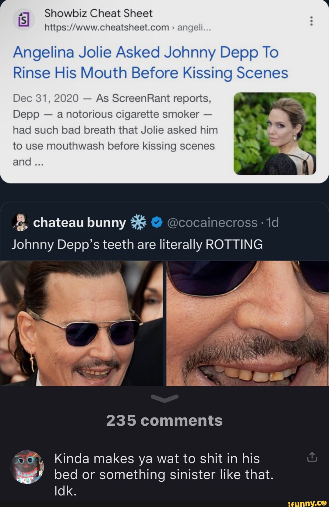 Showbiz Cheat Sheet angel... Angelina Jolie Asked Johnny Depp To Rinse ...