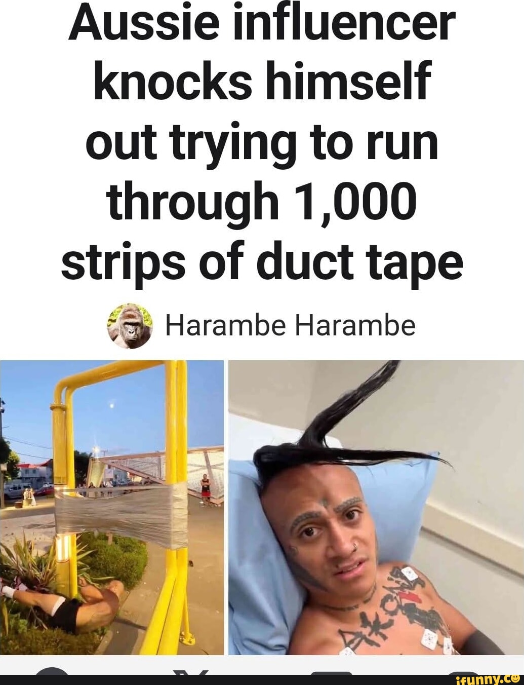 Aussie influencer knocks himself out trying to run through 1,000 strips ...
